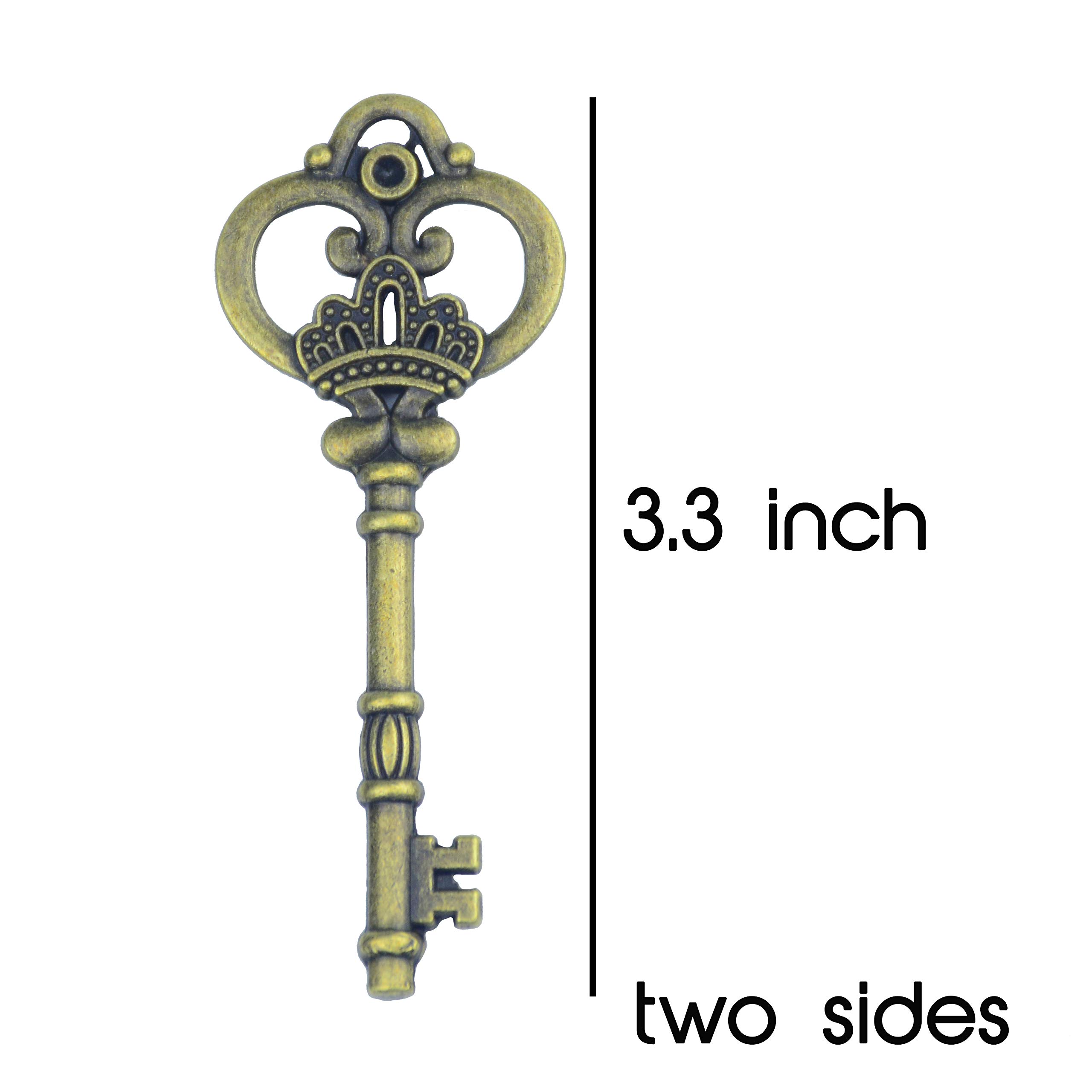 Snapklik.com : Aokbean 20pcs 3.3 Inch Large Antique Skeleton Keys Bulk ...