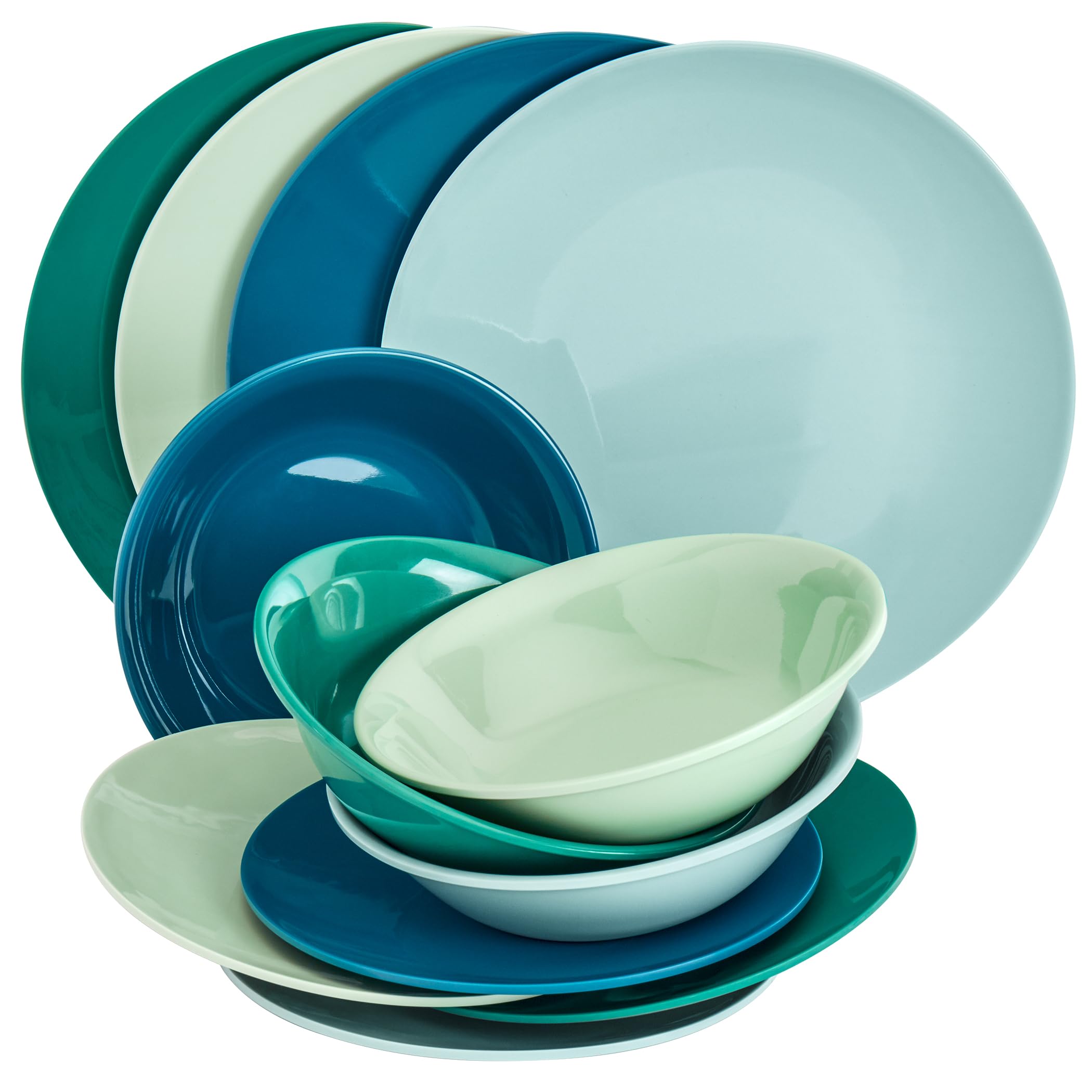 Amazon.com | Tabletops Gallery 12 Piece Green Teal Blue Melamine ...