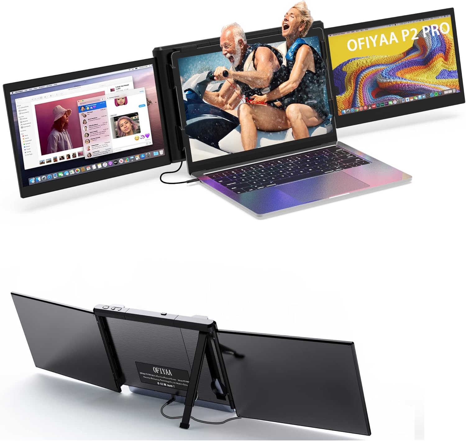 OFIYAA P2 Pro - Monitor portátil triple de 13.3 pulgadas para laptop ...