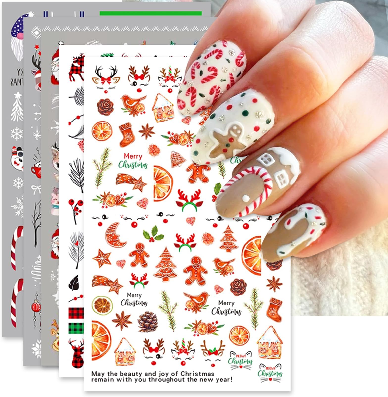 Amazon.com: 12 Sheets Snowflake Nail Art Stickers Water Transfer Nail ...