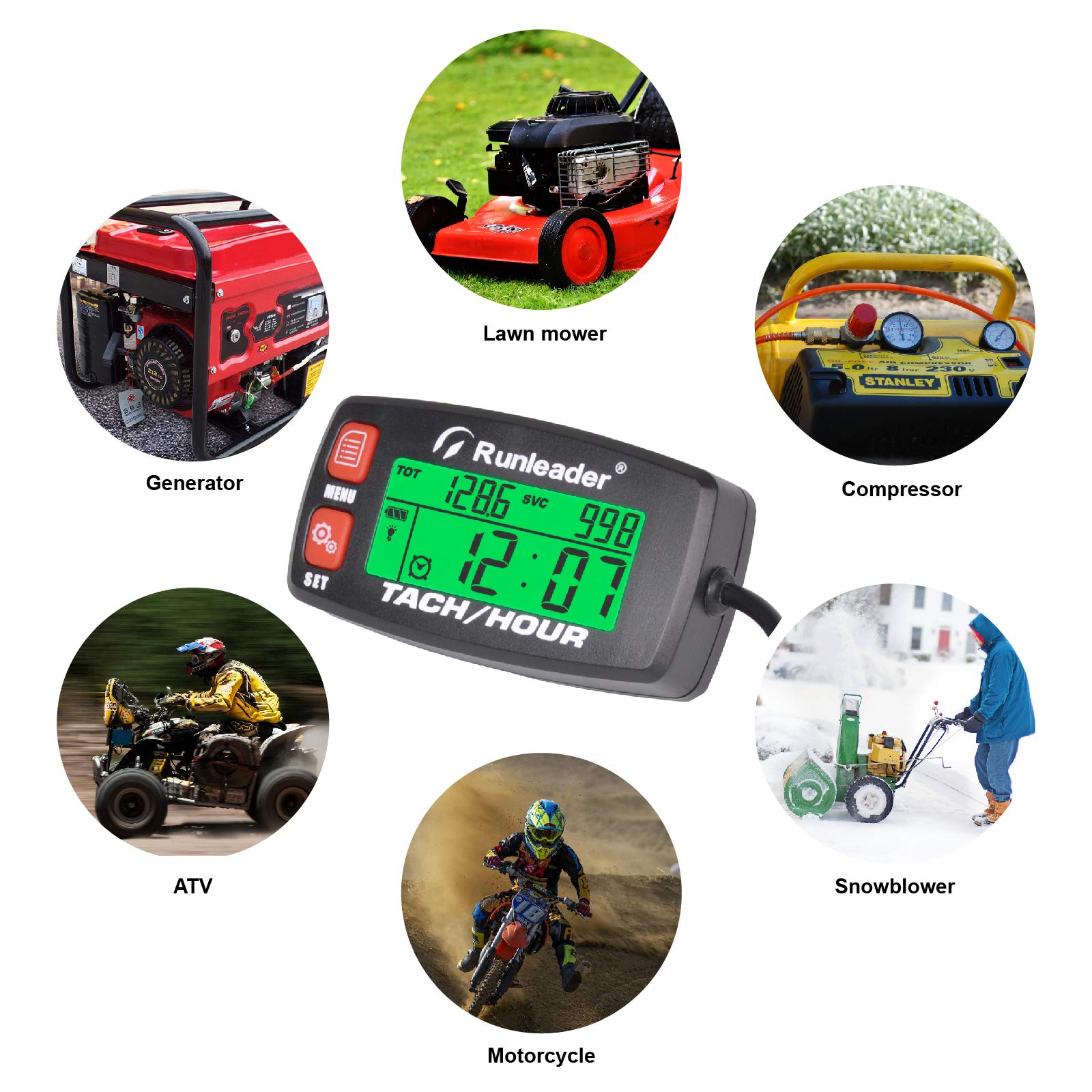 Snapklik.com : Digital Gas Engine Tachometer, Hours & RPM Record ...