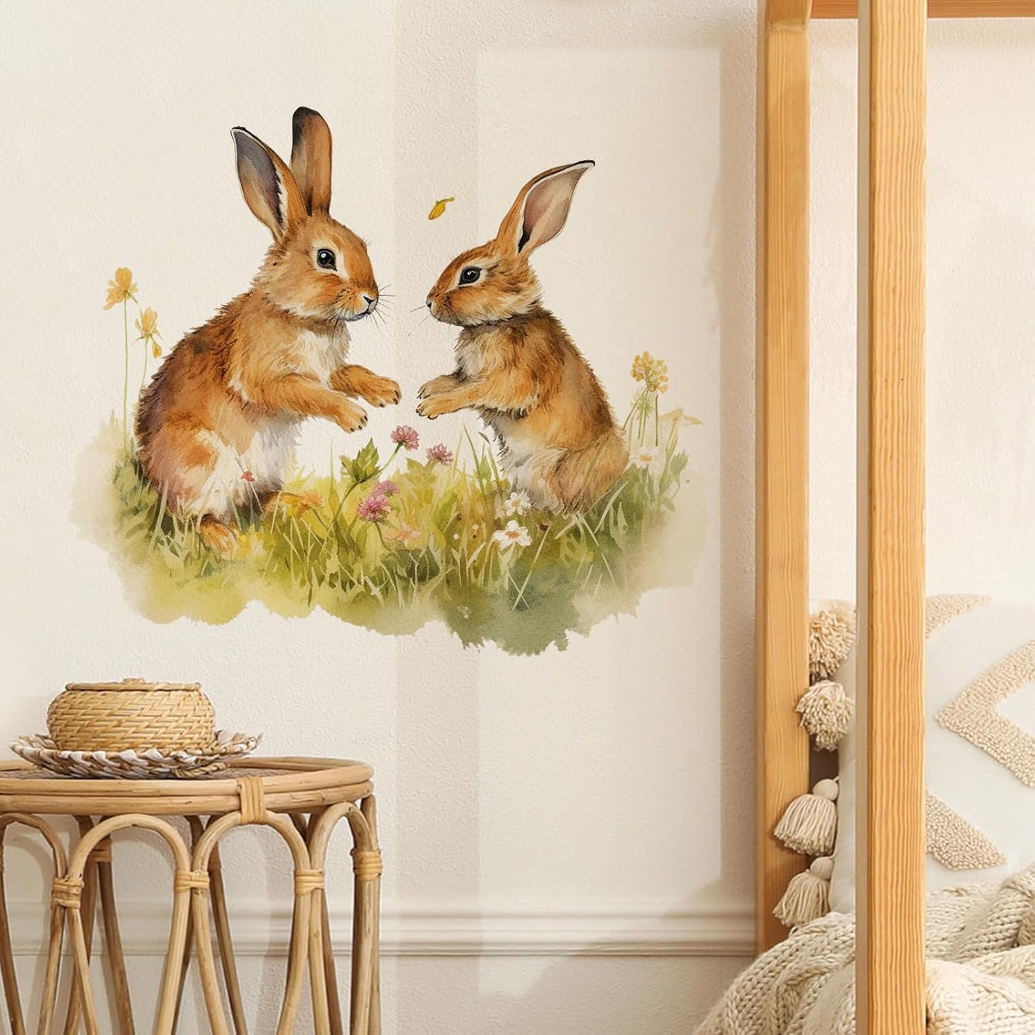 Amazon.com: RoyoLam Playful Rabbits in Grass Wall Decal Nursery Bunny ...