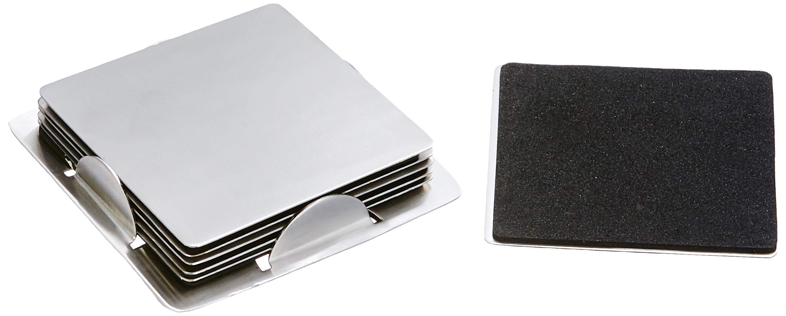 Mosaic Stainless Steel Coaster Set with Stand, 6-Pieces, Silver (OL ...