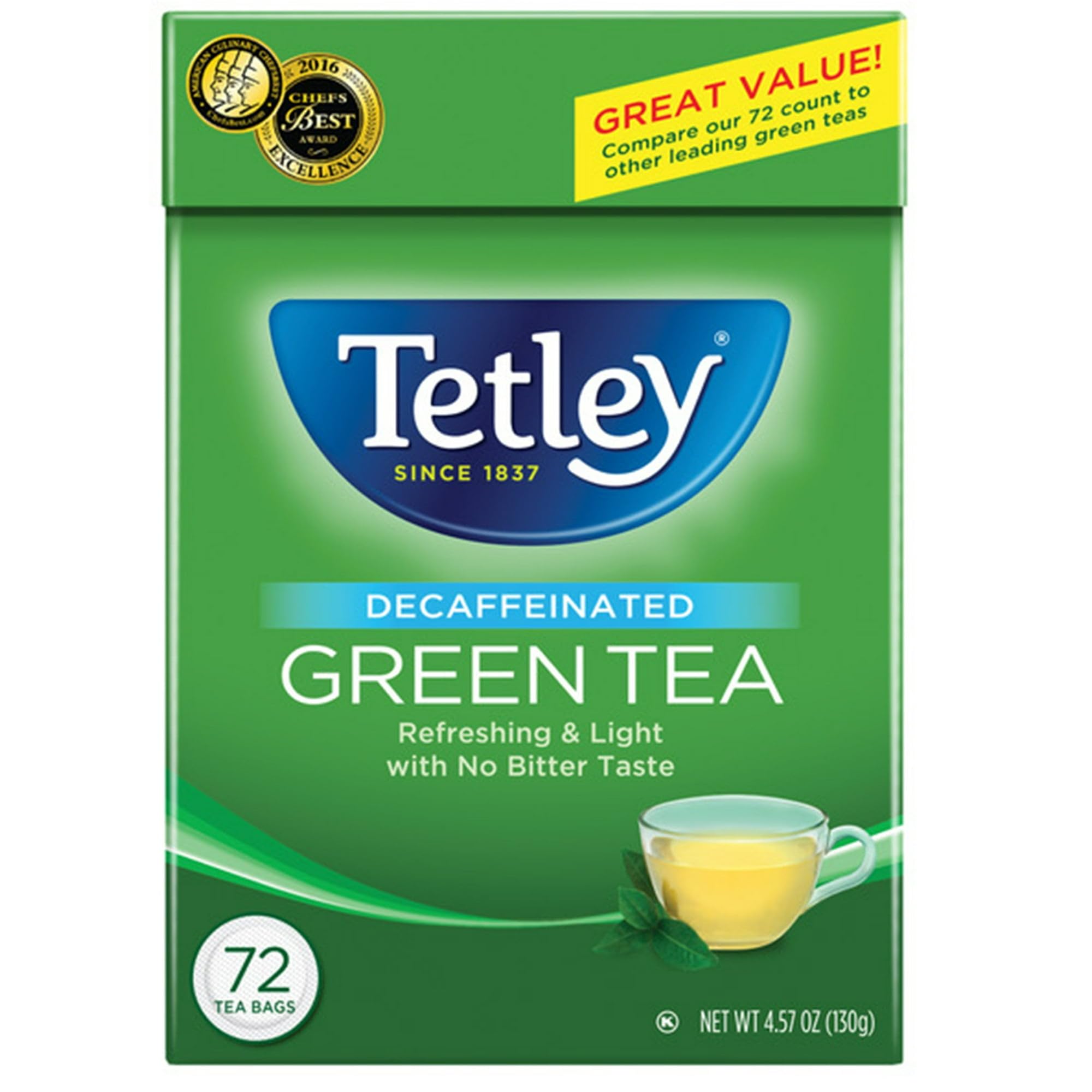 Amazon.com : Tetley Green Tea, Decaffeinated ‑ 72 bags, 4.57oz box ...