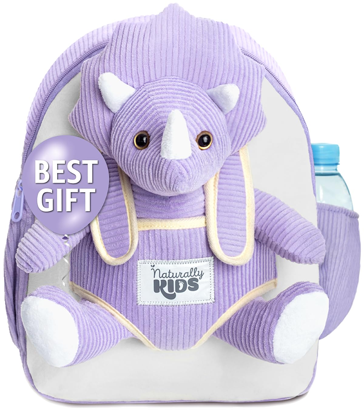 Amazon.com: Naturally KIDS Purple Dinosaur Backpack for Girls 4-5, Triceratops Backpack ...