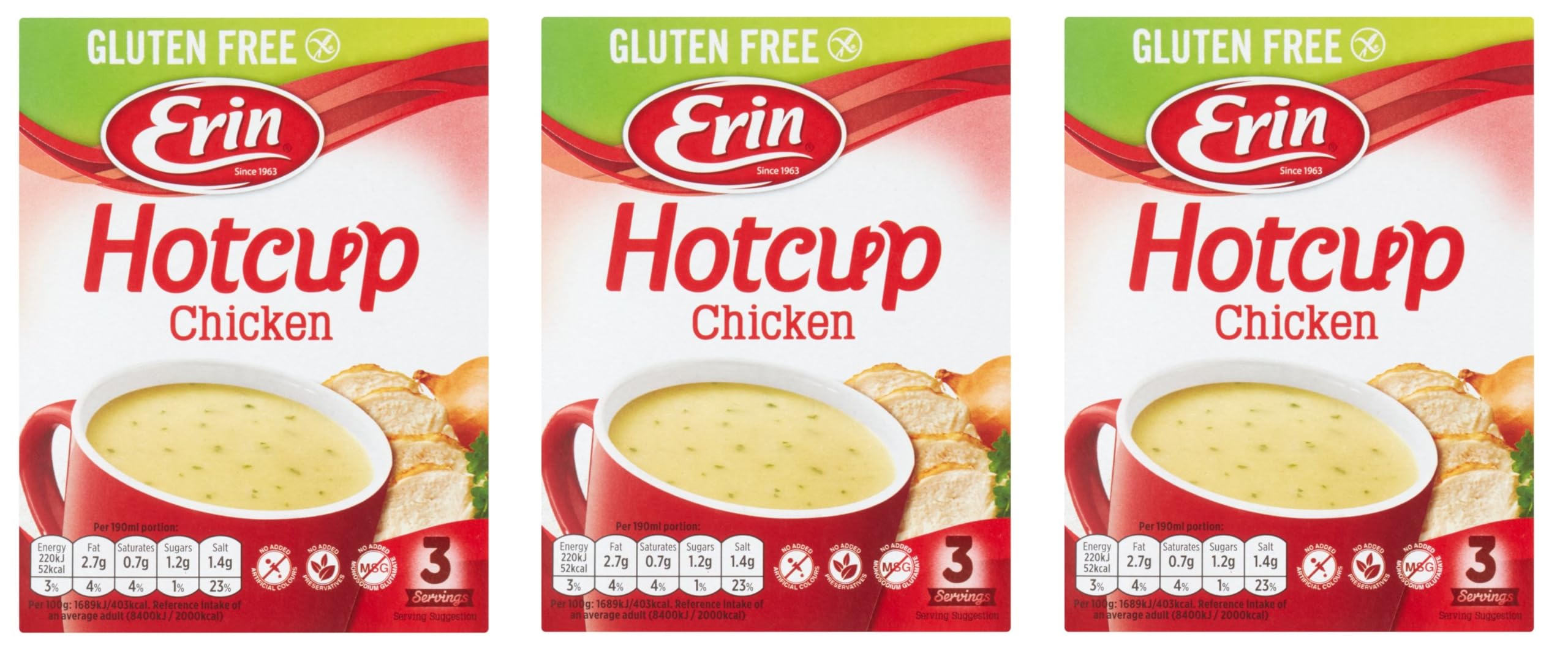 3 Packs of Erin Hotcup Chicken Gluten Free Soup 3 pack : Amazon.co.uk ...