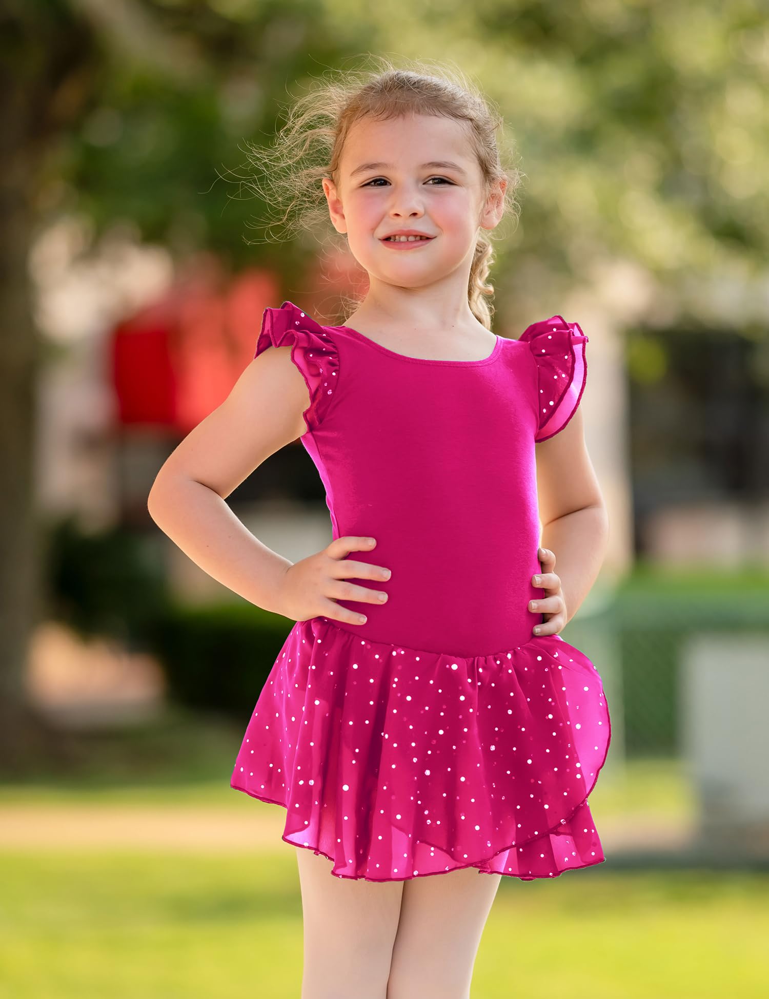 Snapklik.com : Arshiner Girls Ballet Leotards Ruffle Sleeve Sparkle ...