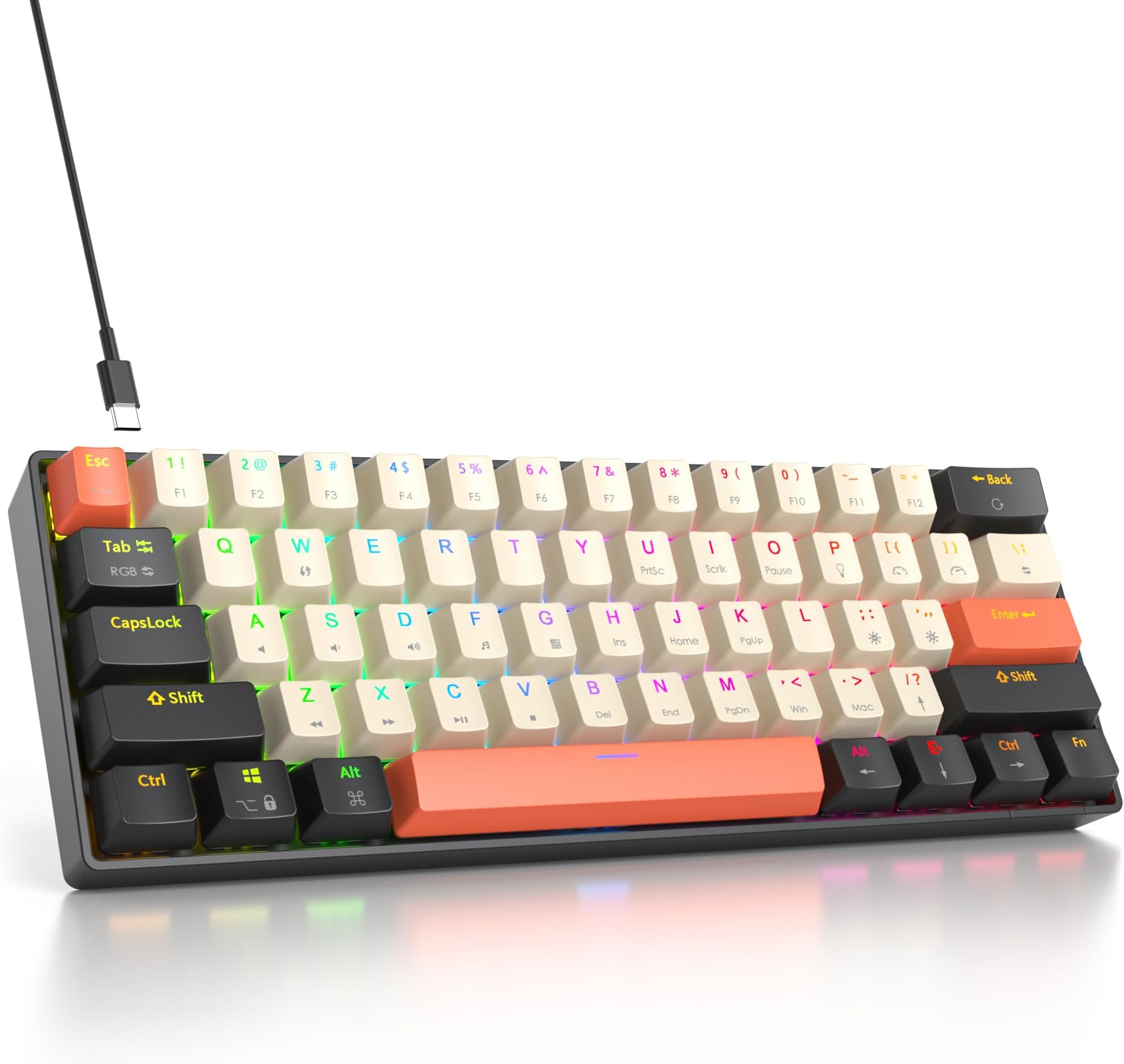 Amazon.com: BOYI 60% Mechanical Keyboard,61 Keys Cherry RGB MX Switch ...