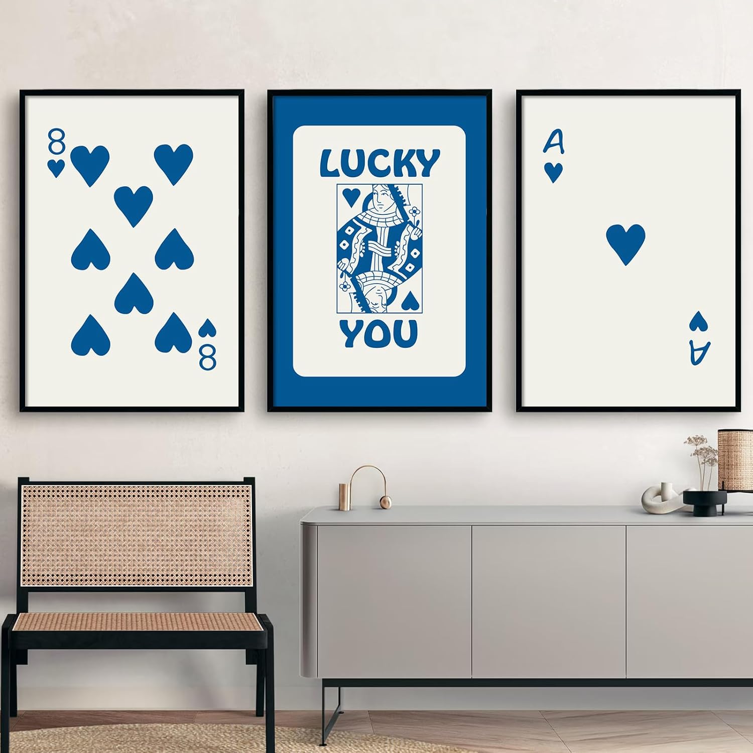 Amazon.com: Lucky You Poster Funky Blue Wall Art Retro Trendy Aesthetic ...