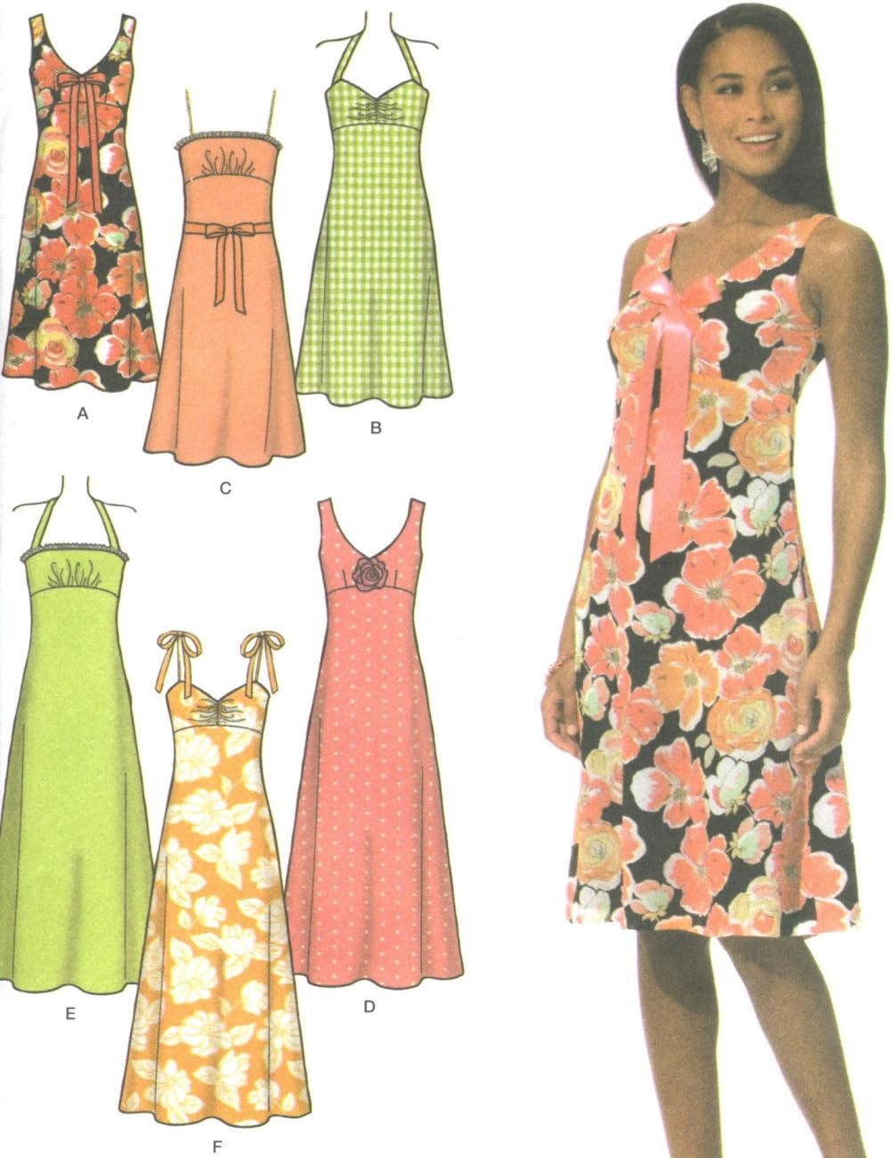 Amazon.com: Misses Summer Dress Sewing Pattern Straps Halter Simplicity ...