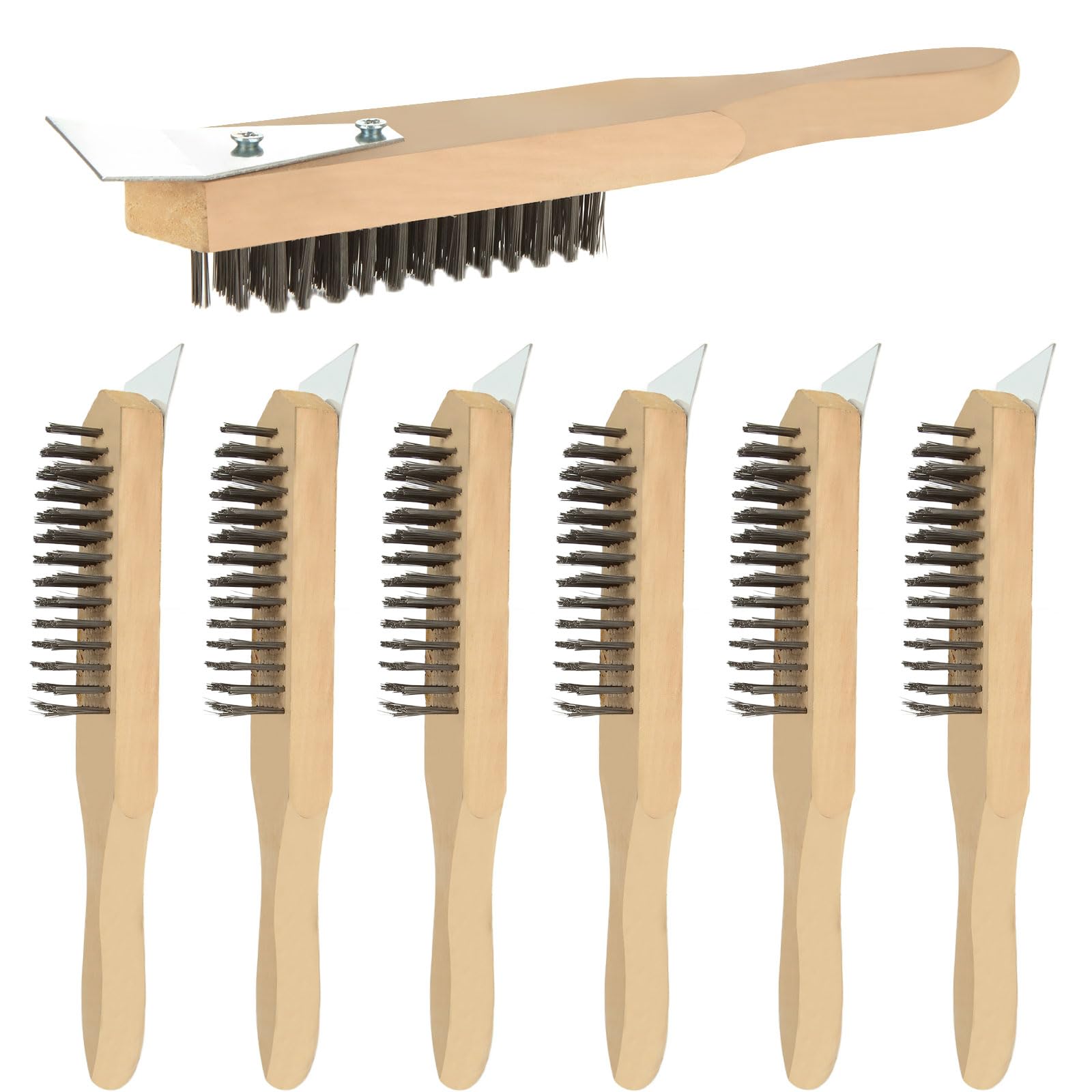 YOUNTHYE 12PCS Wire Brush, 12" Long Handled Wire Brushes for Cleaning ...