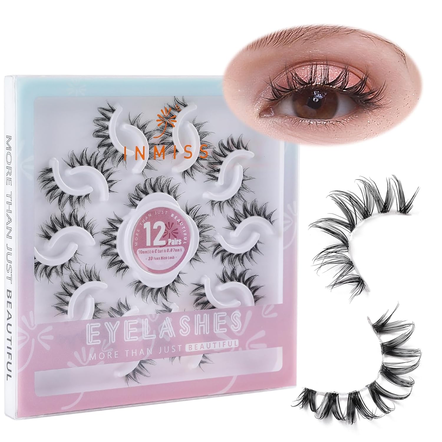 Amazon.com: Anime Eyelashes Spiky Clear Band Japanese Korean Lashes ...