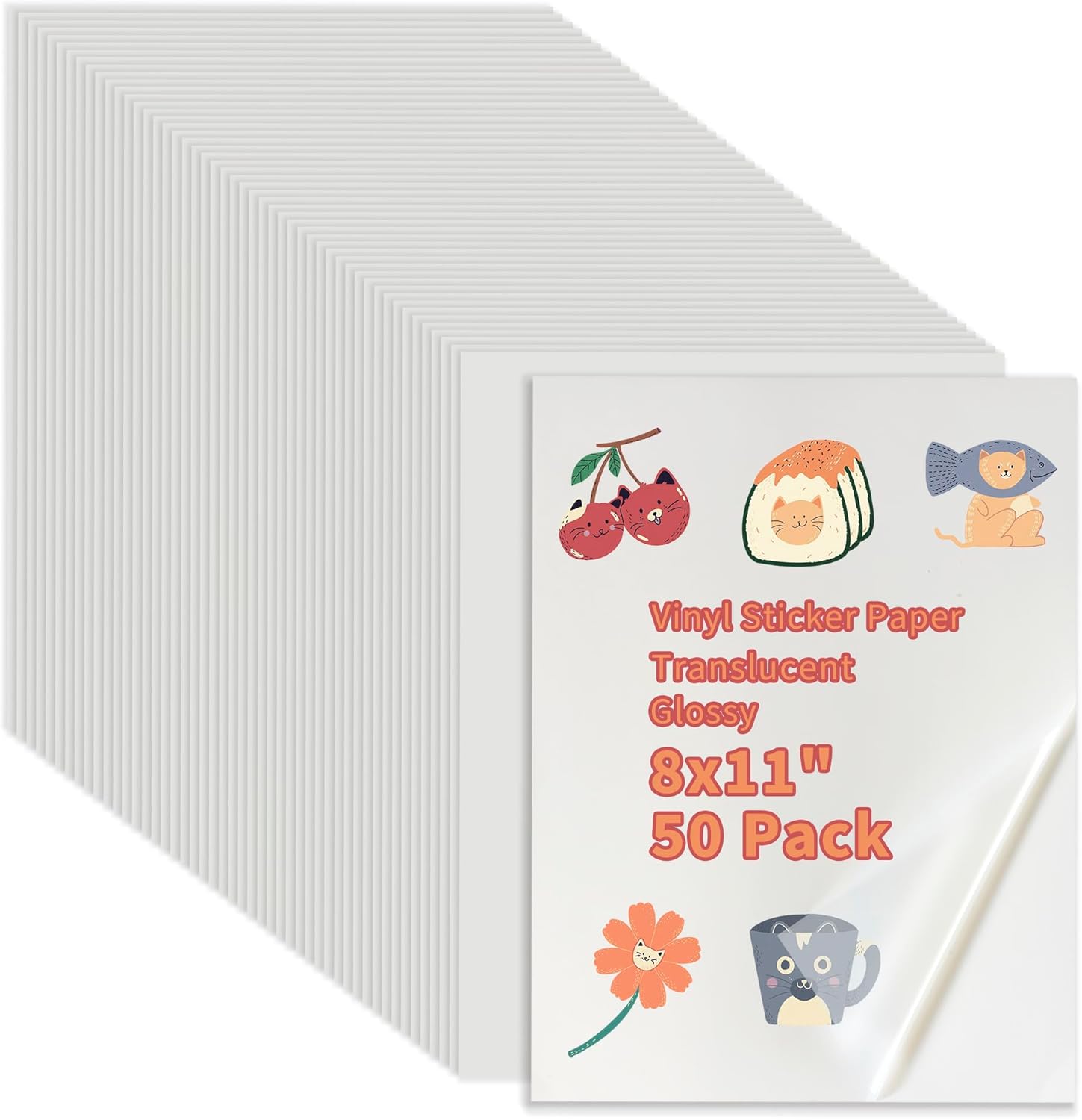 Amazon.com : Binditek 50 Pack Printable Vinyl Sticker Paper for Laser ...