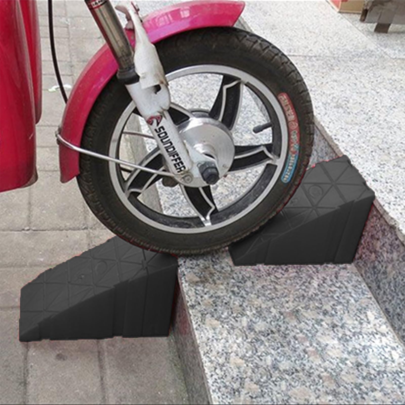 MINUSE 2 Pieces Red Ramp, Portable Curb Ramp, Ramps for Wheelchairs for ...