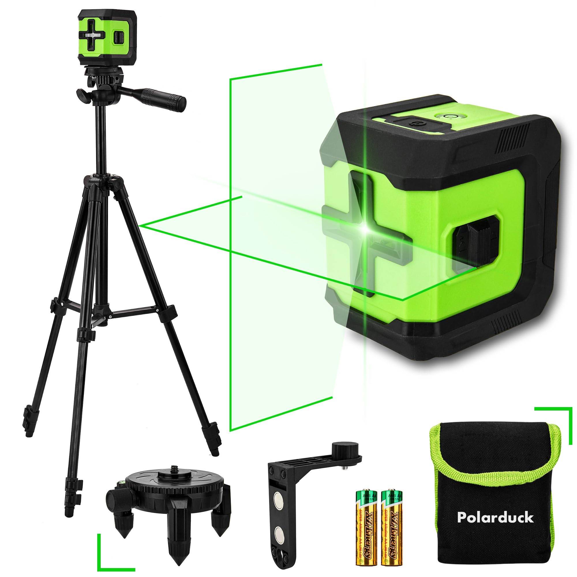 Polarduck Laser Level 360 Self Leveling with Tripod: 100Ft Green Cross ...