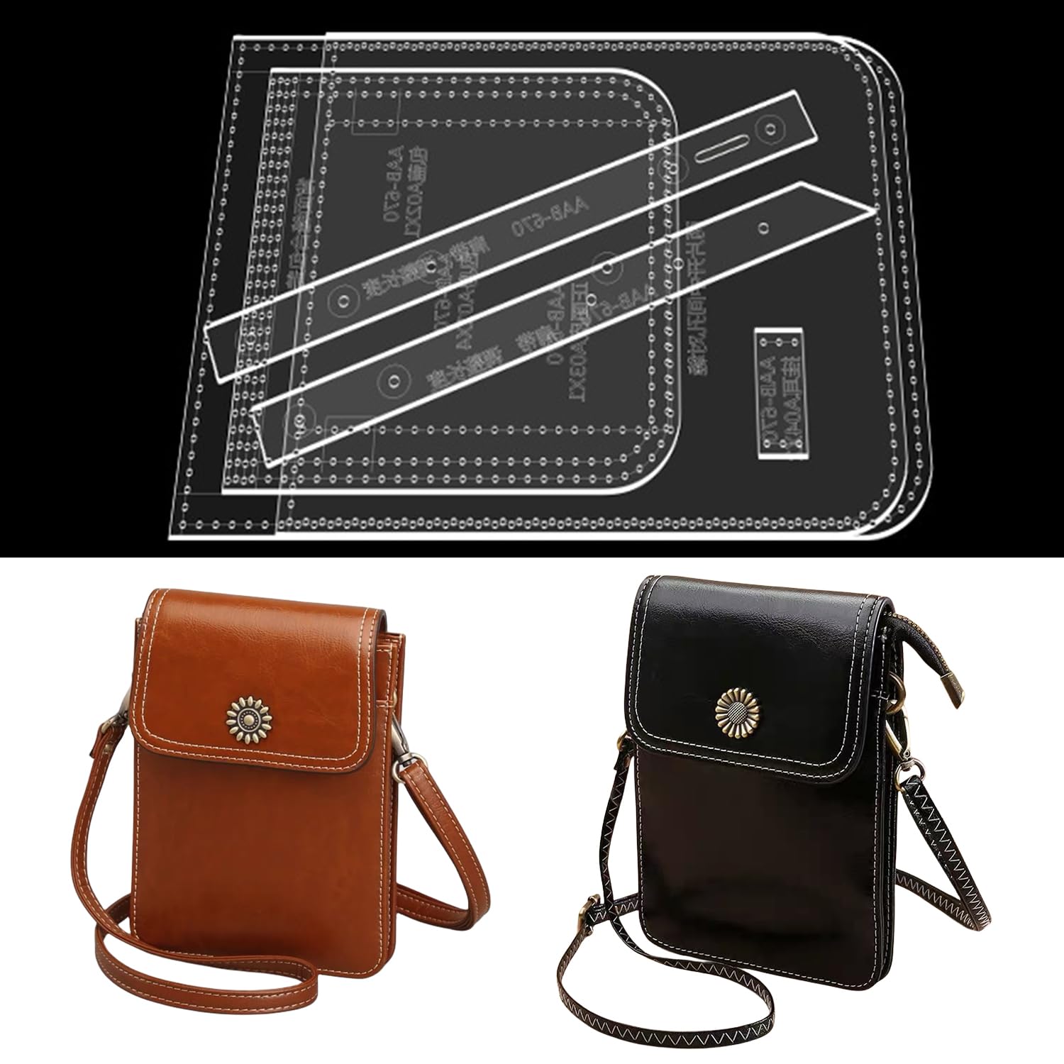Amazon.com: RIVEENY Shoulder Bag Acrylic Template Leather Pattern ...