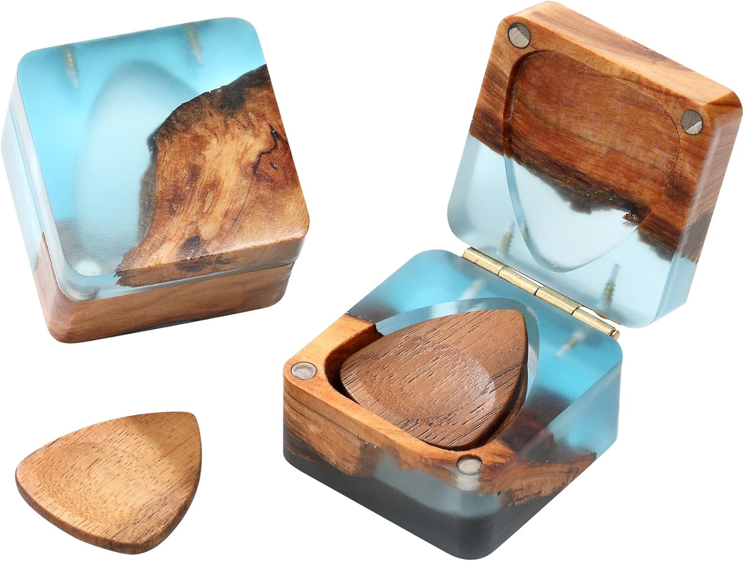 Amazon.com: Wooden and Resin Guitar Pick Box Acoustic Guitar Picks Case ...