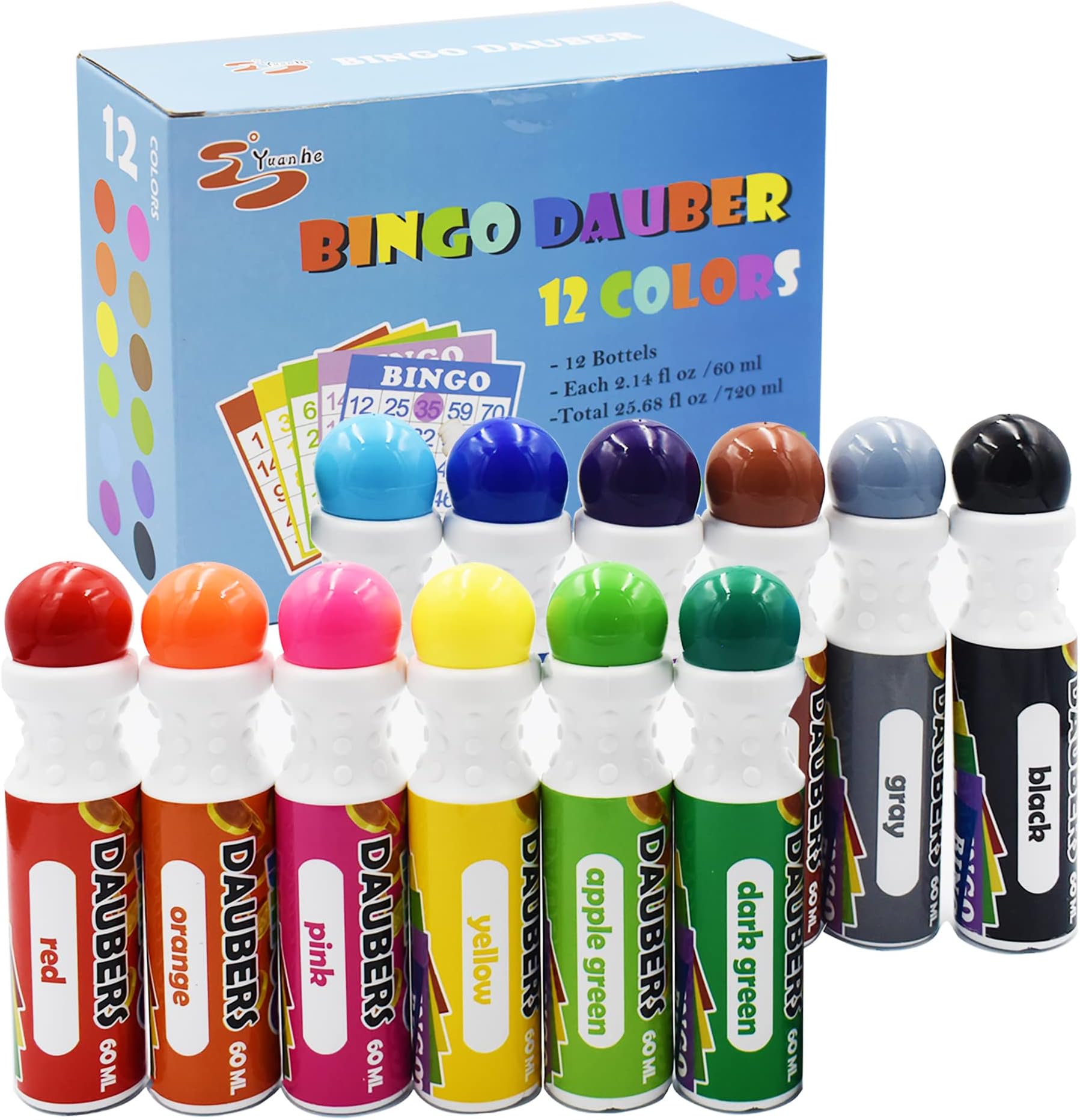 Amazon.com: Dab-O-Ink 3oz Bingo Daubers - Mixed Colors - 12ct : Toys ...