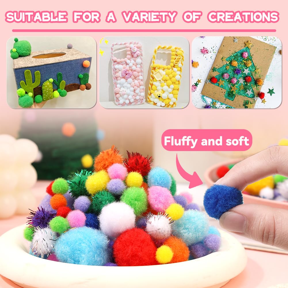 Snapklik.com : 900 PCS Pom Poms, Pom Poms For Crafts, Soft And Fluffy ...