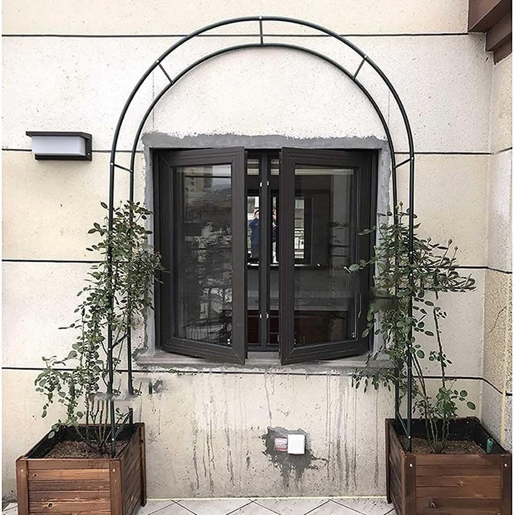 Amazon.com : Metal Steel Frame Garden Rose Arch Trellis 2.4M Black ...