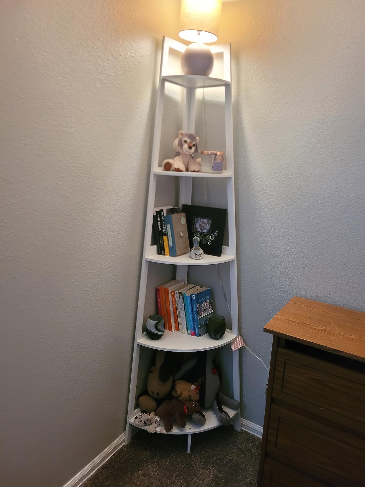 $13/mo - Finance POXAKA Corner Shelf, 5 Tier Bookshelf Open Corner ...