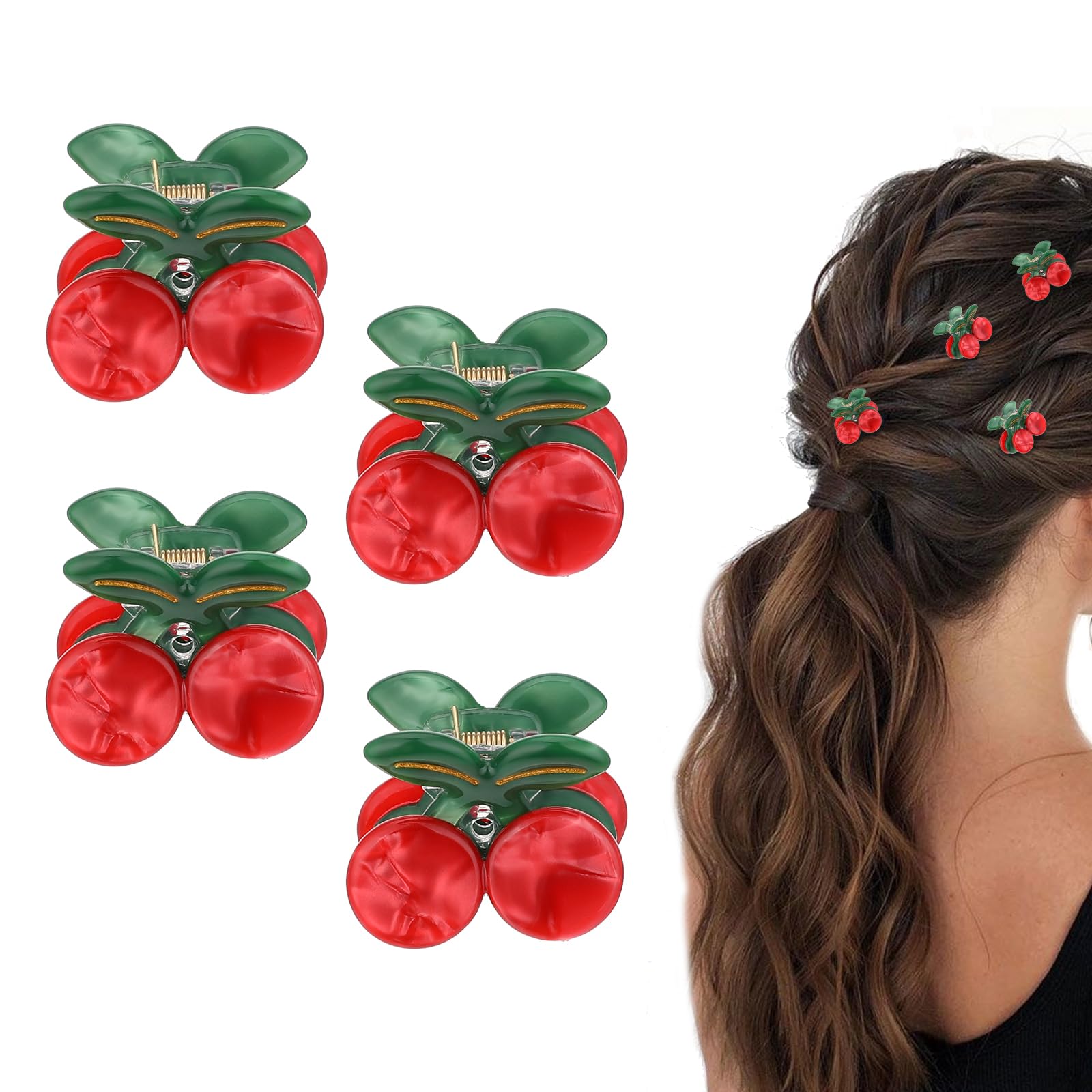 Amazon.com : JIYIN 4 Pcs Cherry Claw Clips, Non-Slip Cherry Cute Hair ...