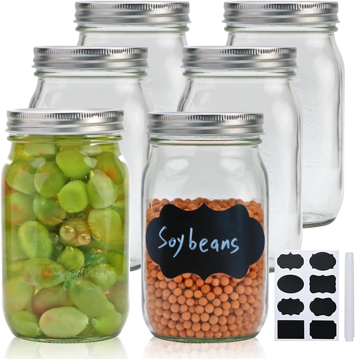 Amazon.com: Brajttt Mouth Mason Jars 9 Pack Glass Jars with Lid and ...