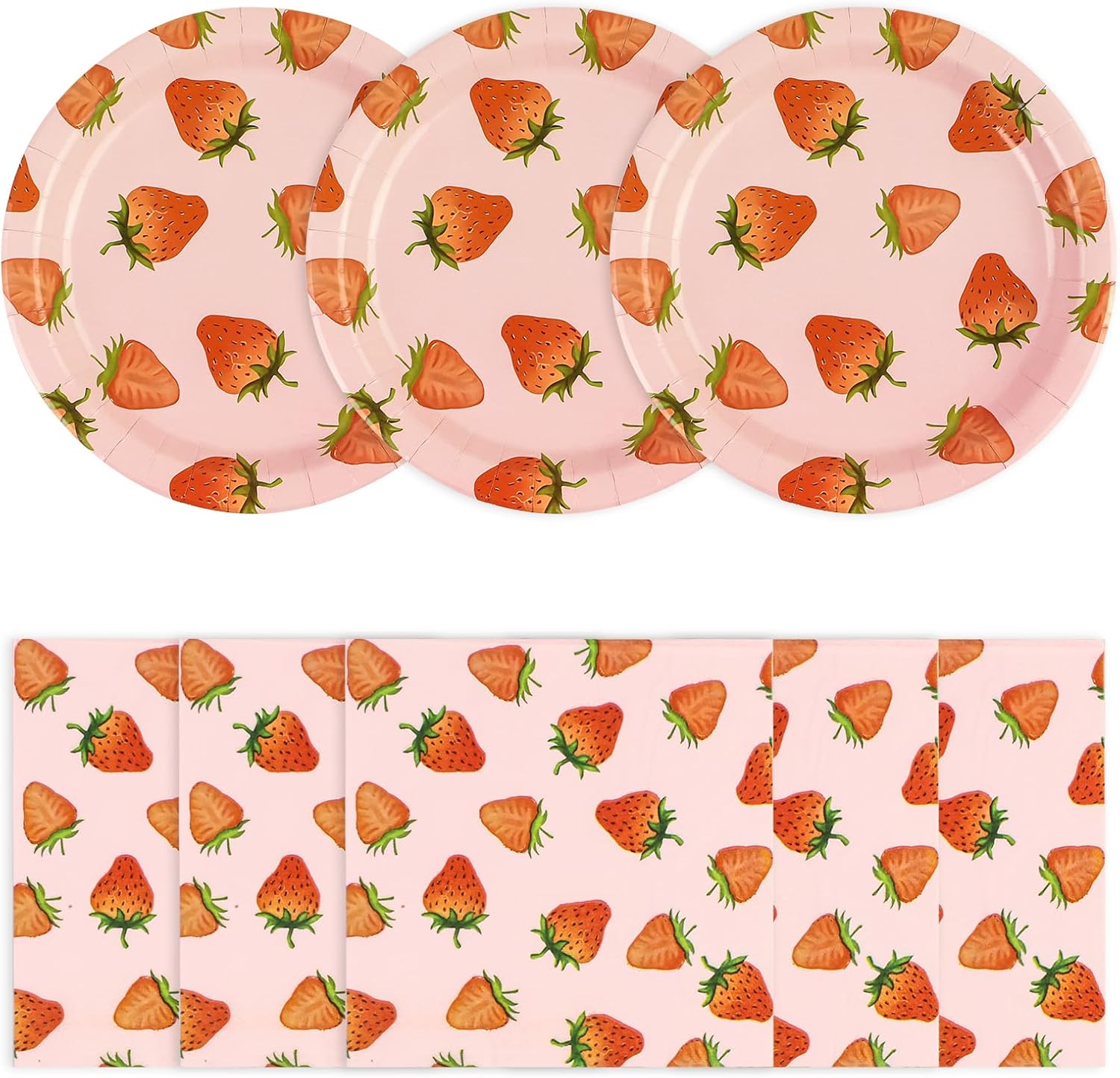 Amazon.com: BOKFJBP 40PCS Strawberry Birthday Paper Plates and Napkins ...
