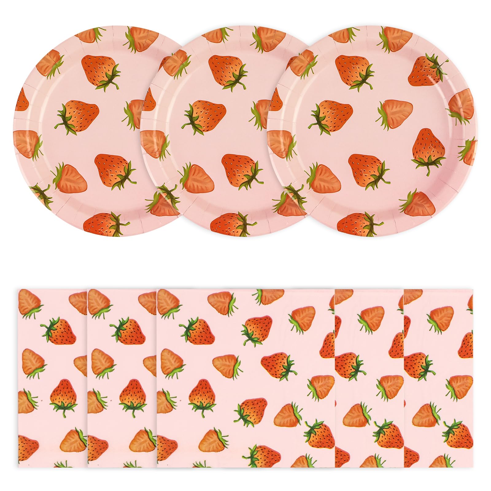 Amazon.com: BOKFJBP 40PCS Strawberry Plates and Napkins, 9inch ...