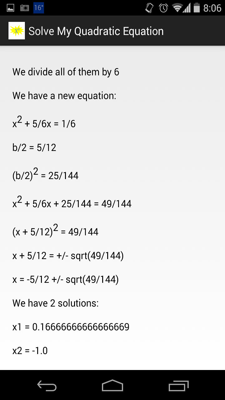 Solve My Quadratic Equation - App on Amazon Appstore