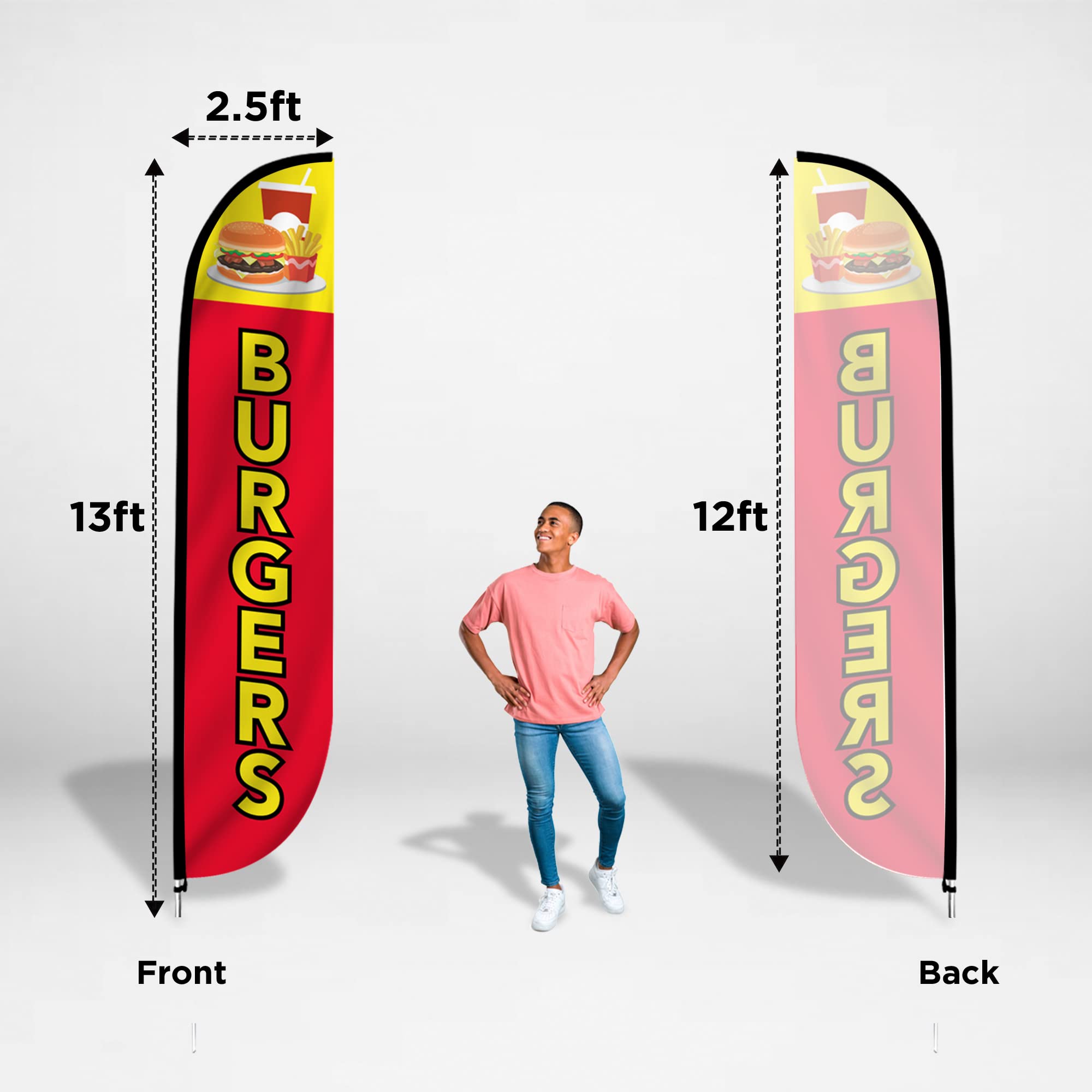 LookOurWay Food Themed 12-Feet Tall Feather Flag Complete Set with ...