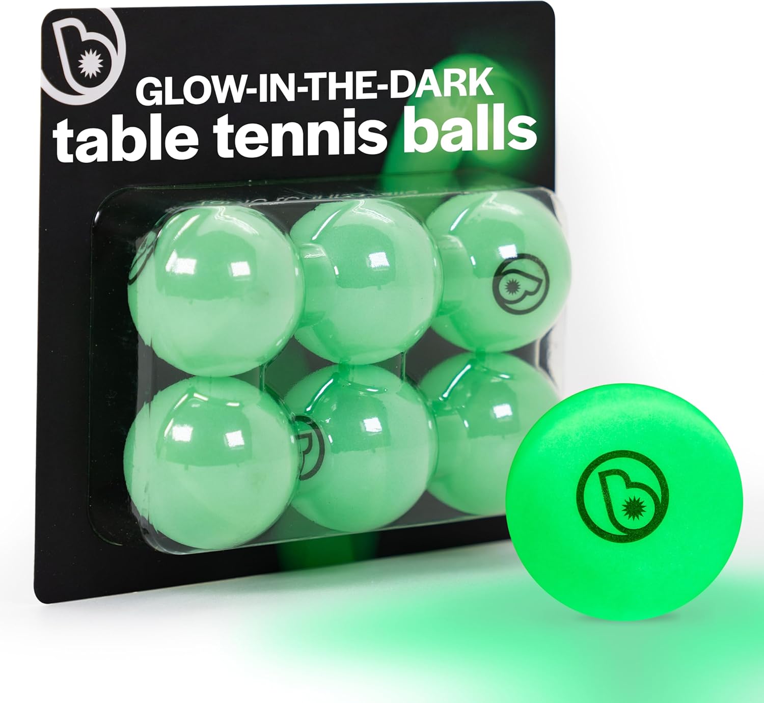 Amazon.com : Brightz Glow in The Dark Ping Pong Balls, 6-Pack - Green ...