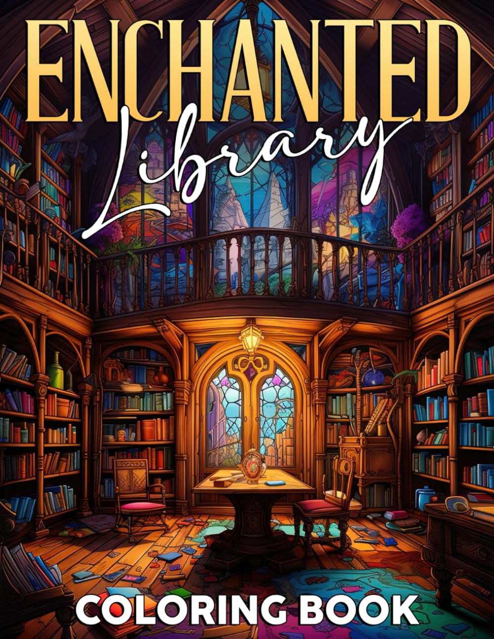 Amazon.co.jp: Enchanted Library Coloring Book: Unveiling the Magical ...