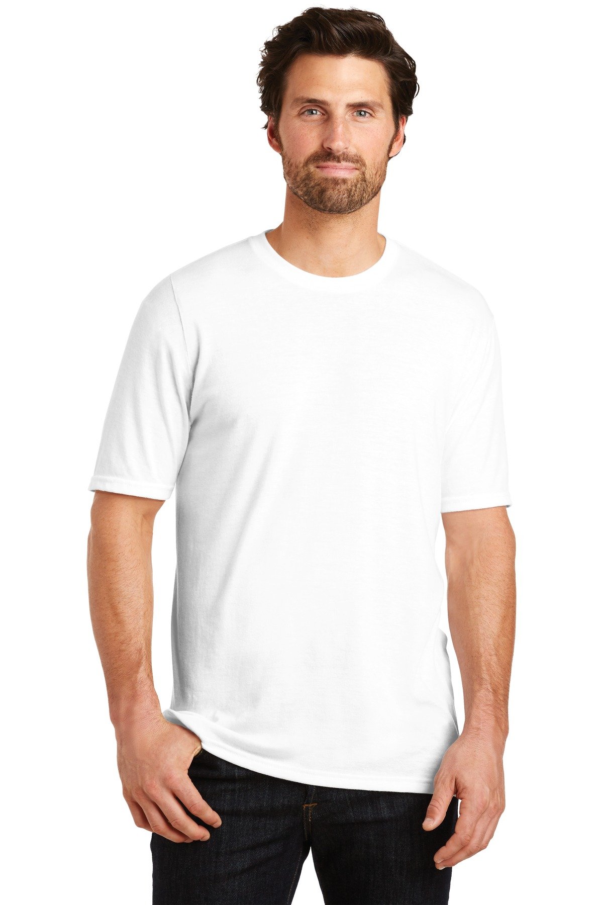 District Made Mens Perfect Tri Crew Tee. DM130 White | Amazon.com