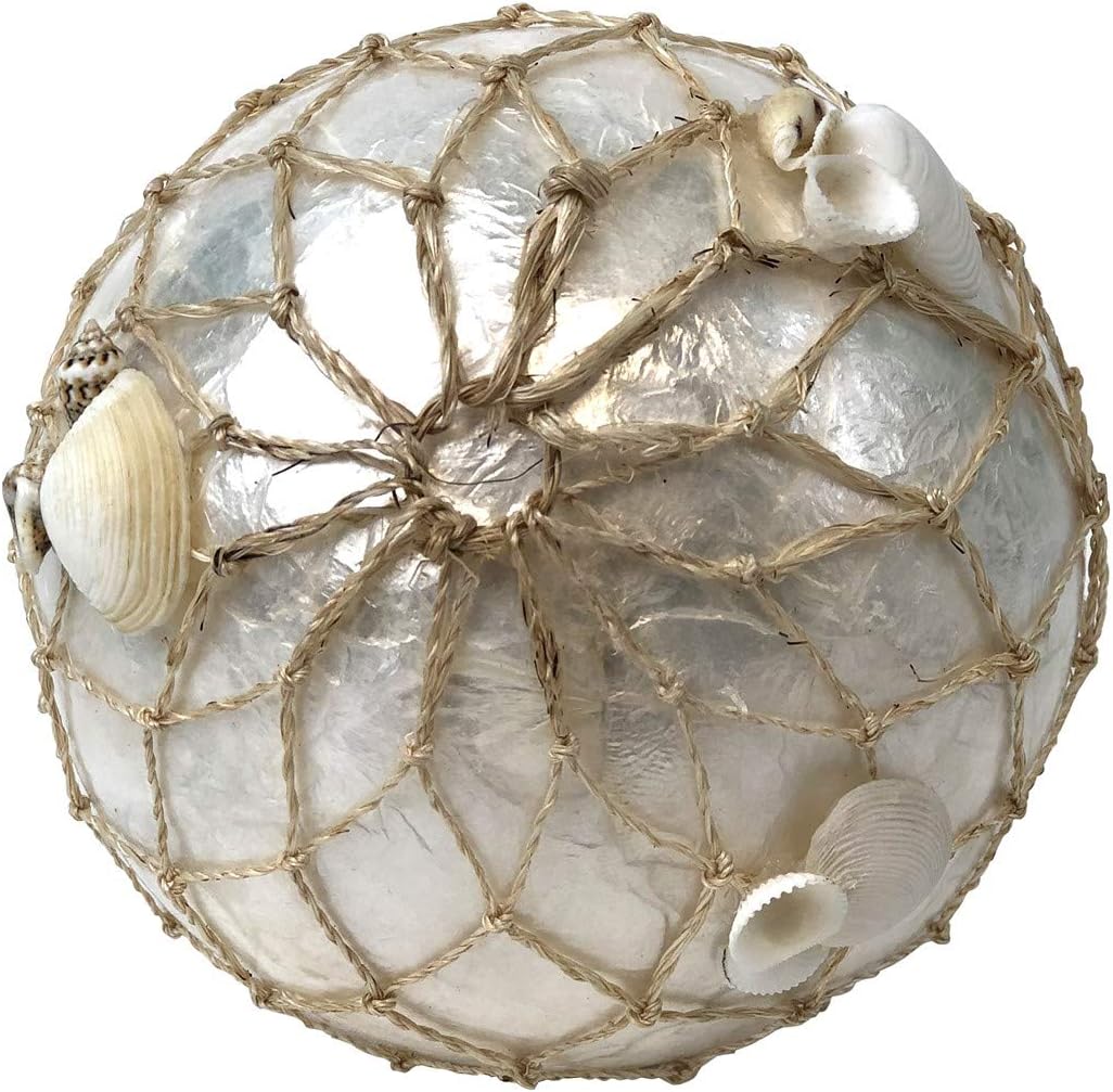 Amazon.com: Beachcombers 3.5" Decorative Abaca Net Round Silver Capiz ...