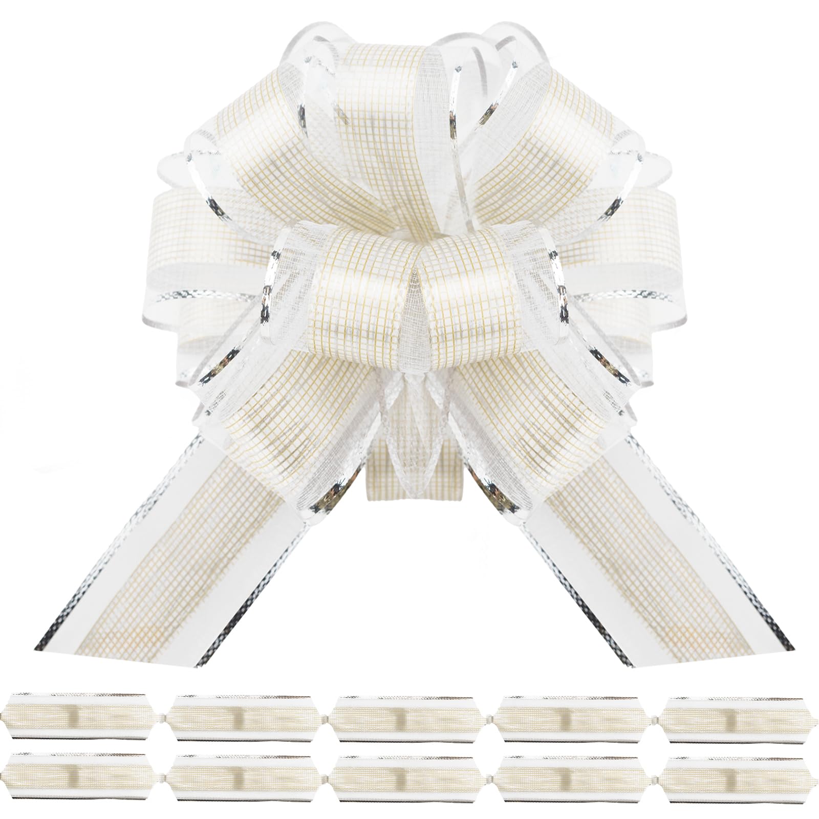 Amazon.com: KINGLAKE Pull Bow Sliver Gift Bows for Presents 6 Inch Bows ...