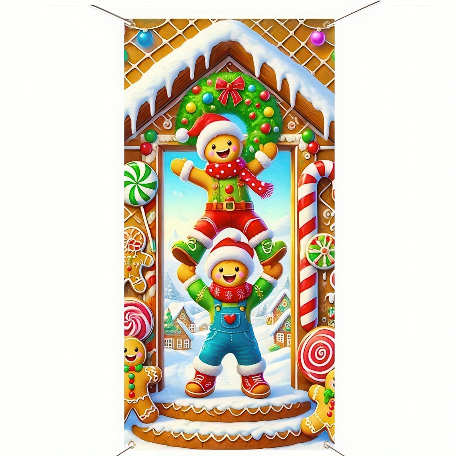 Amazon.com: Christmas Door Cover Decorations Gingerbread House Door ...