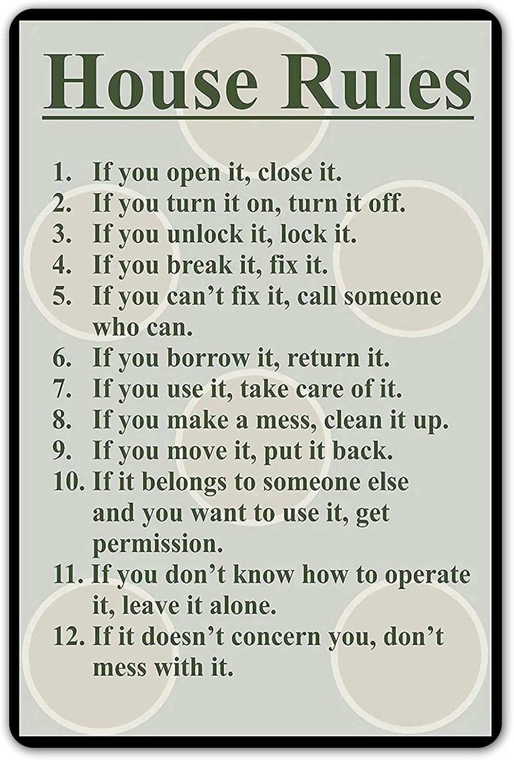 Amazon.com: BAYABU House Rules Funny Tin Sign Metal Sign Metal Decor ...