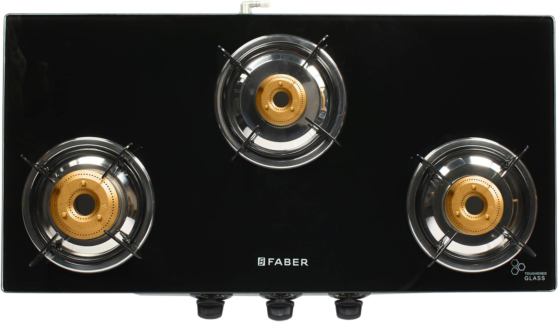 Faber Gas stove 3 Burner Glass Cooktop (Jumbo 3BB SS) Manual Ignition ...