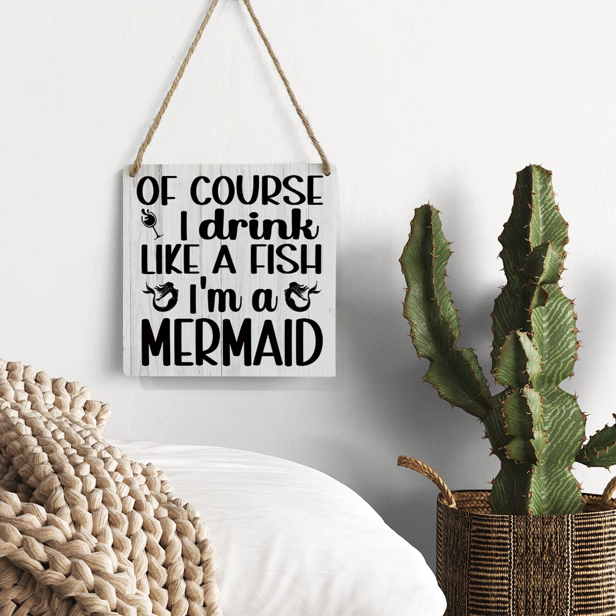 Snapklik.com : Mermaid Wooden Sign Home Wall Decor 7 X 7 Inch Of Course ...