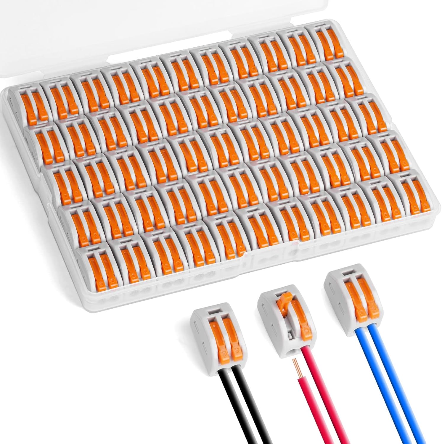 flintronic 55 Pcs Lever-Nut Wire Connectors, 2 Conductor Compact ...