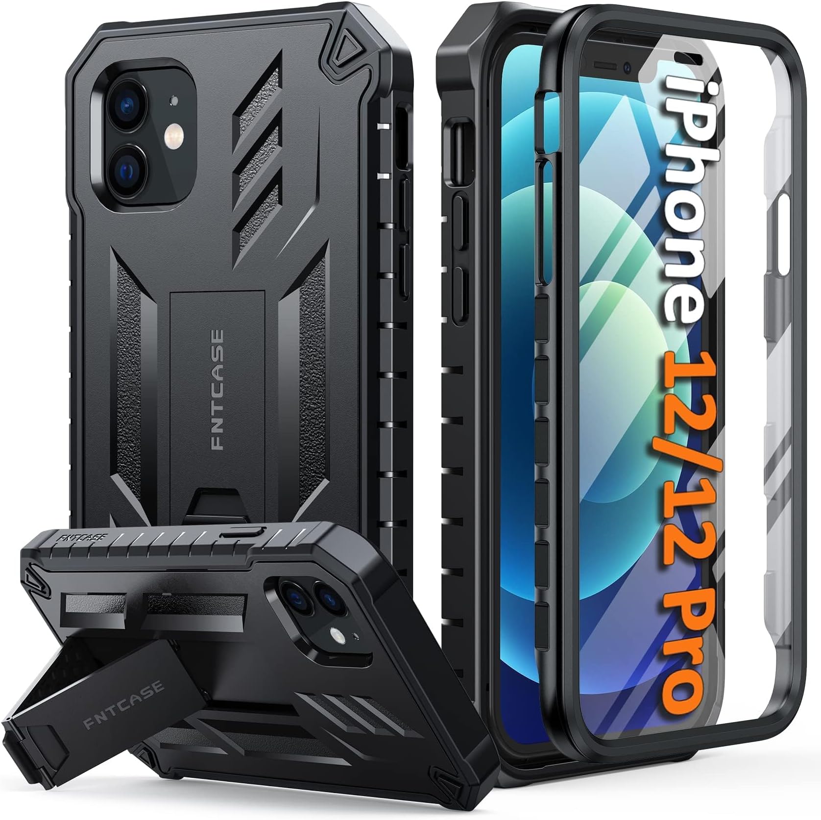 FNTCASE for iPhone 12 Phone Case: Rugged Military Grade Full Protection ...