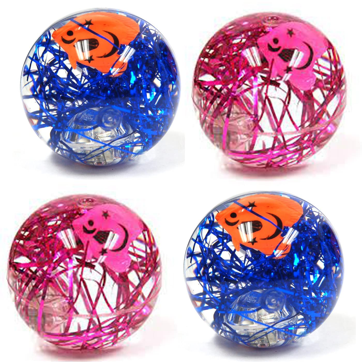 PELO Set of 4 Kids Glitter Ball/Sparkle Ball Bouncing Led Light Water ...