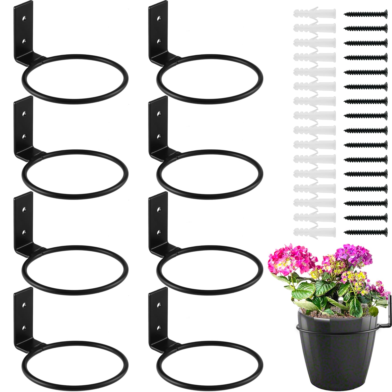 Amazon.com: KvyusFlourish 8-Pack 4 Inch Flower Pot Holder Ring Wall ...