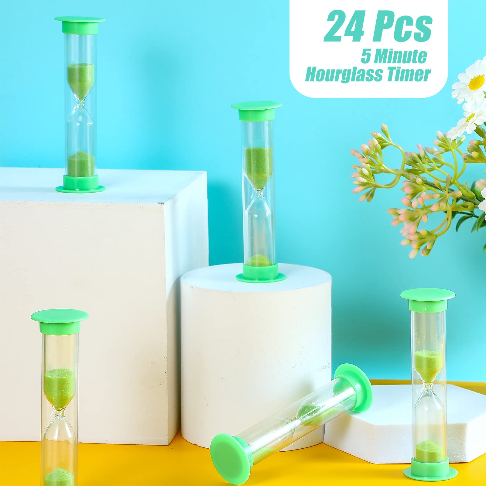 Snapklik.com : 24 Pcs 5 Minute Sand Timer Plastic Hourglass 5 Min ...