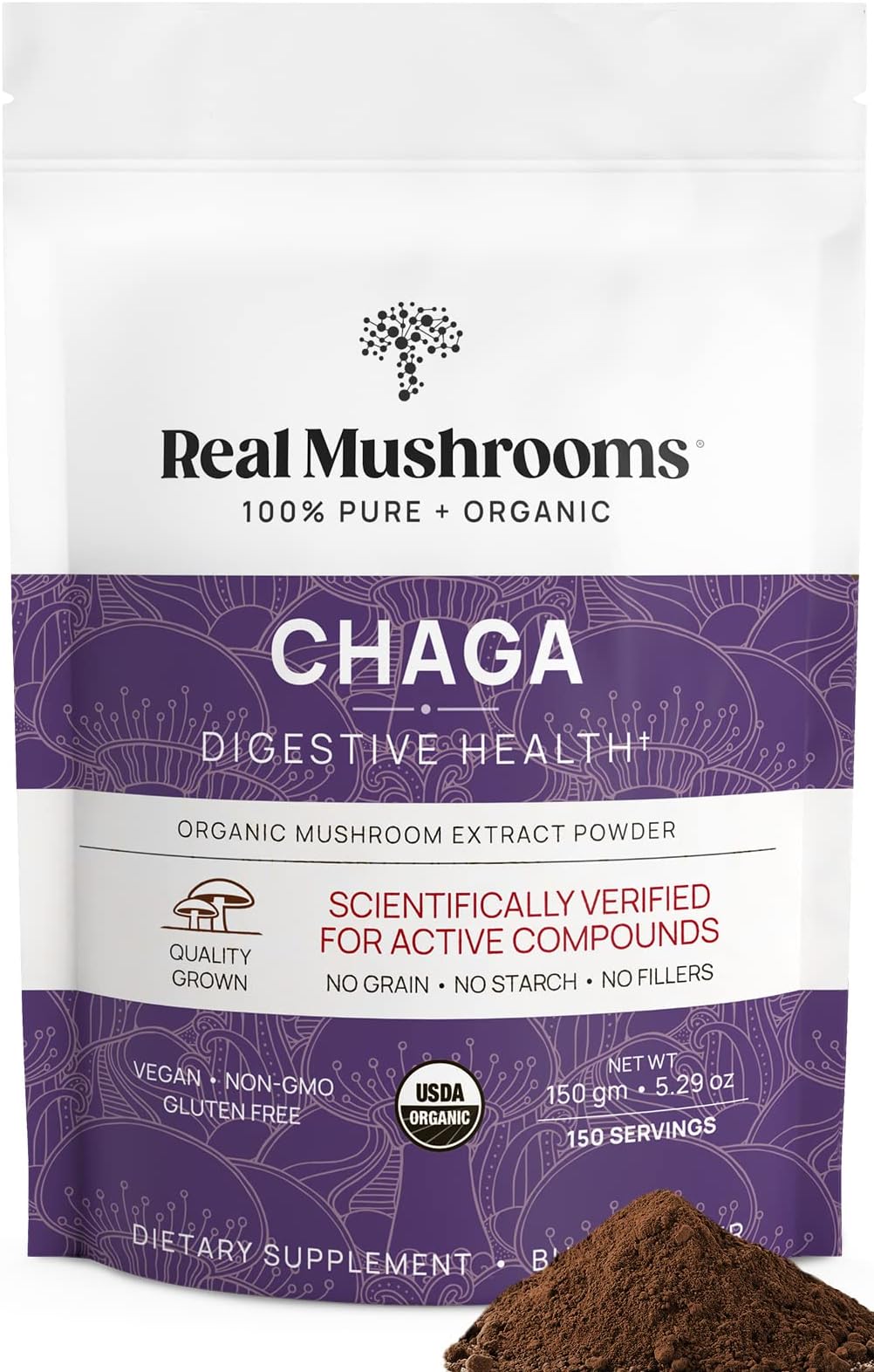 Amazon.com: Real Mushrooms Chaga Powder - Organic Mushroom Supplement ...
