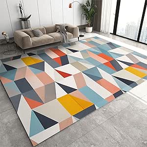 Color Splicing Geometry Kids Rug, 5x6 Area Rug, Triangular Square ...