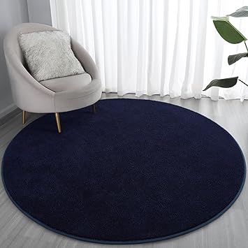 Amazon.com: Lascpt Round Rug for Bedroom 7x7, Navy Blue Circle Rug for ...