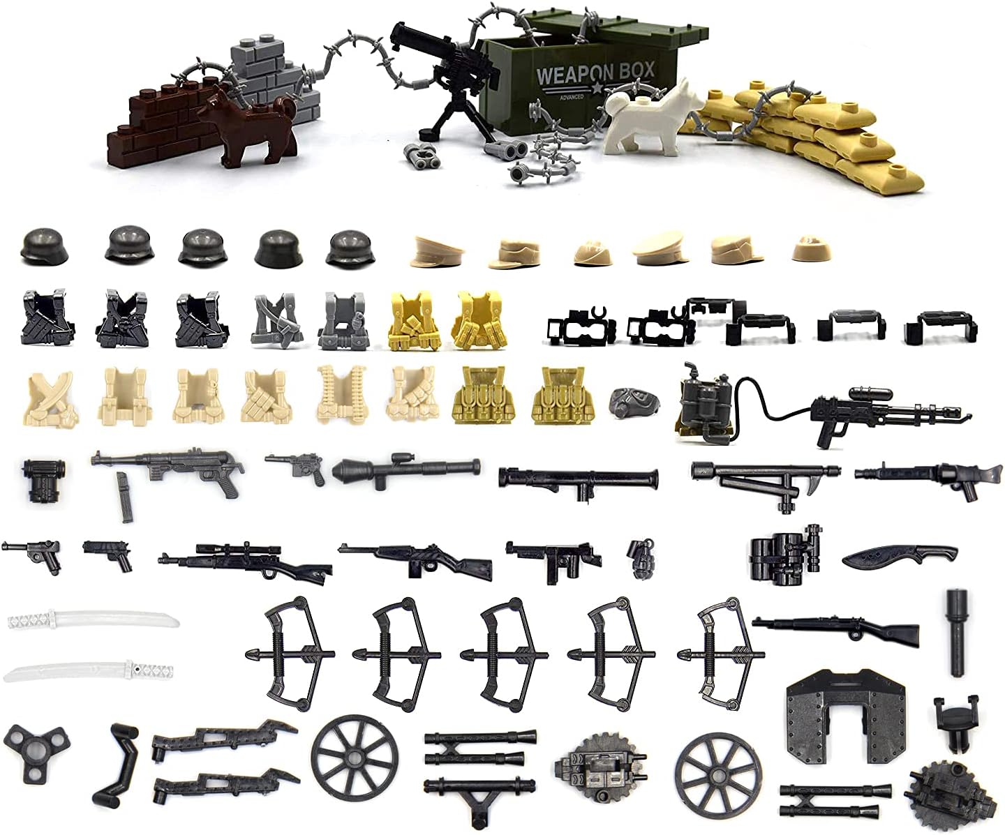 MAGMA BRICK LEGO MOC(My Own Creation) World War Weapons Set, Bared Wire ...
