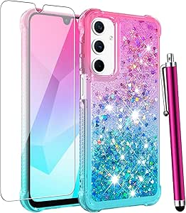 Amazon.com: CAIYUNL for Samsung Galaxy A36 5G Case with Screen Protector, Glitter Bling Liquid ...